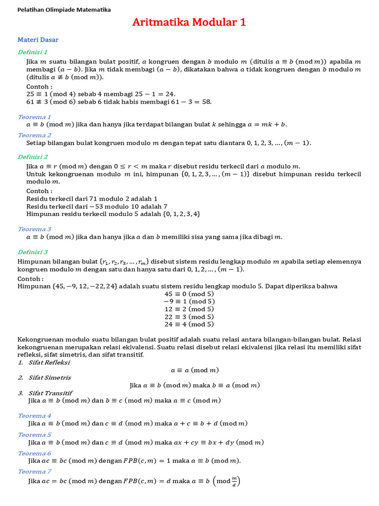 Aritmatika Modular 1 | PDF