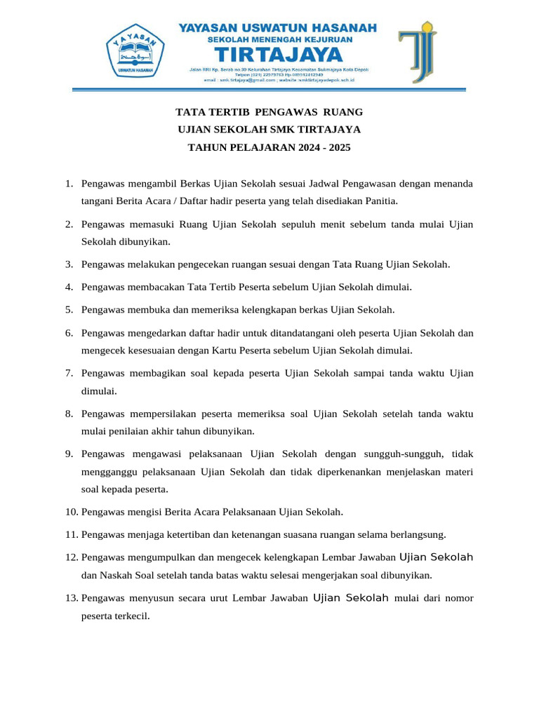Tata Tertib Pengawas | PDF