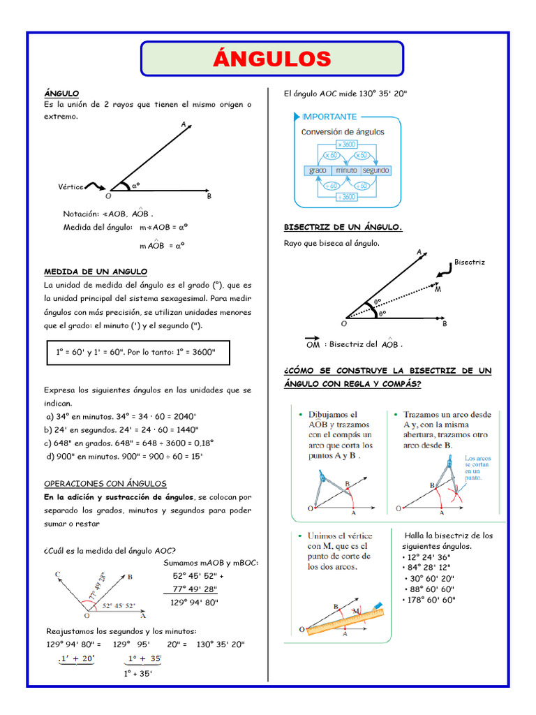 Ejercicios Resueltos de Ángulos | PDF | Ángulo | Matemática Elemental
