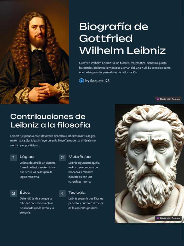 Biografia de Gottfried Wilhelm Leibniz | PDF | Gottfried Wilhelm Leibniz | Enseñanza de matemática