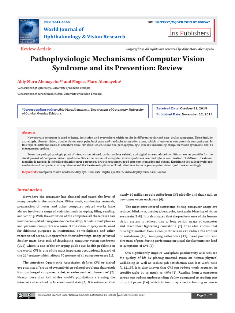 Computer Vision Syndrome A Review | PDF | Human Eye | Vision