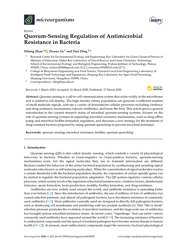 Quorum Sensing and Bacterial Resistance | PDF | Biofilm | Bacteria