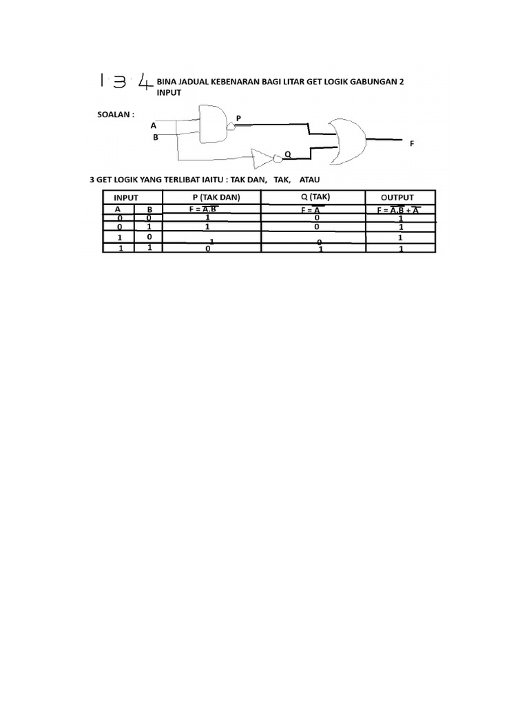 1.3.4 Bina Jadual Kebenaran Bagi Litar Get Logik Gabungan 2 Input | PDF