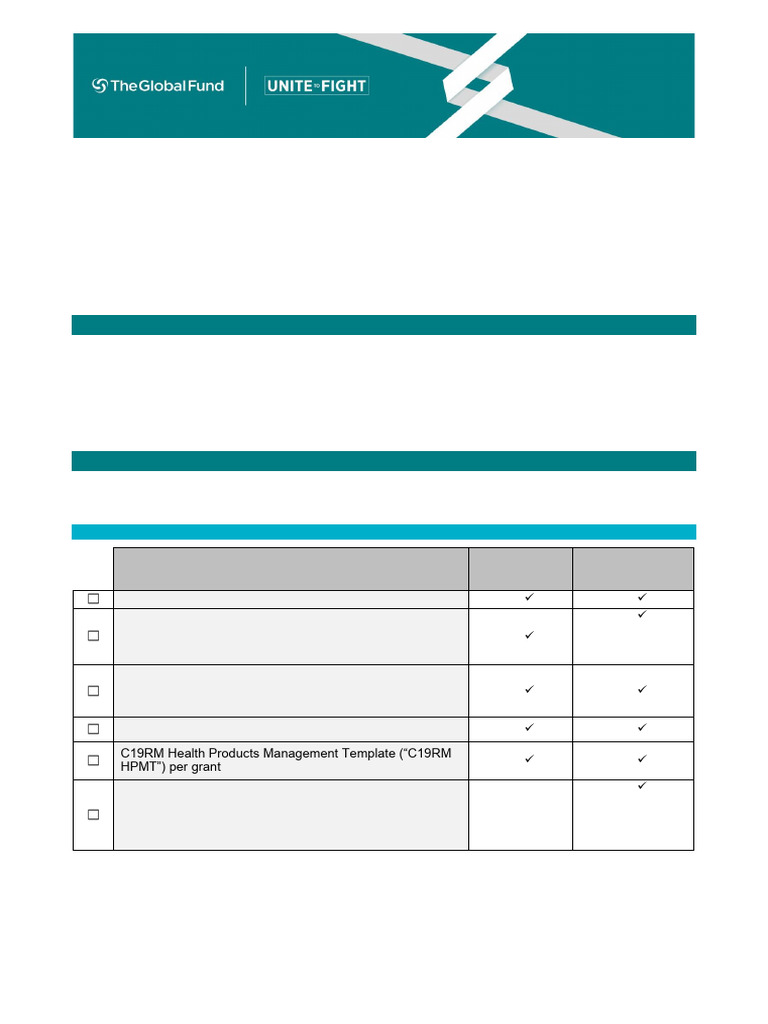 Covid19 C19rm-Funding-Request-Screening Checklist en | PDF | Tuberculosis