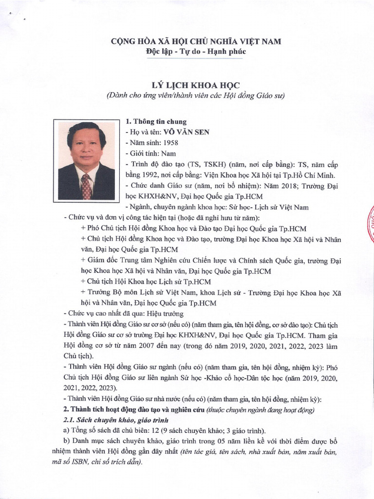 GS Vo Van Sen - 0001 | PDF