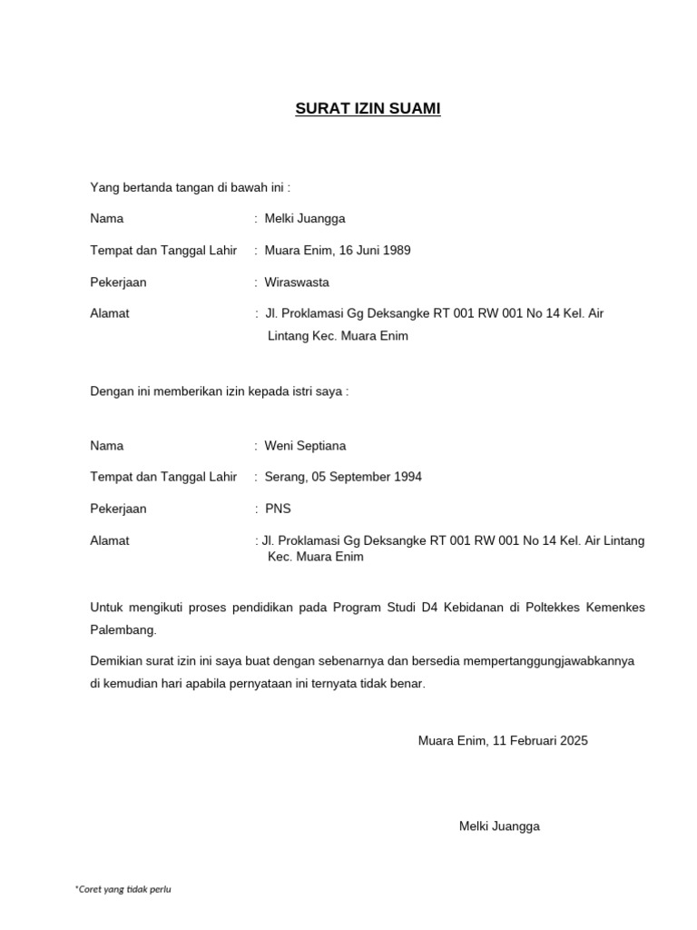 Surat Izin Suami - Istri SIMAMI | PDF