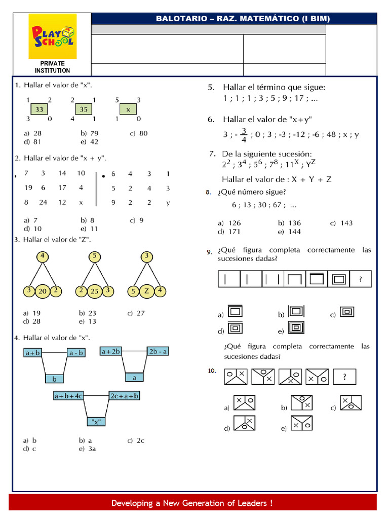 Balotario 3ro RM I Bim | PDF