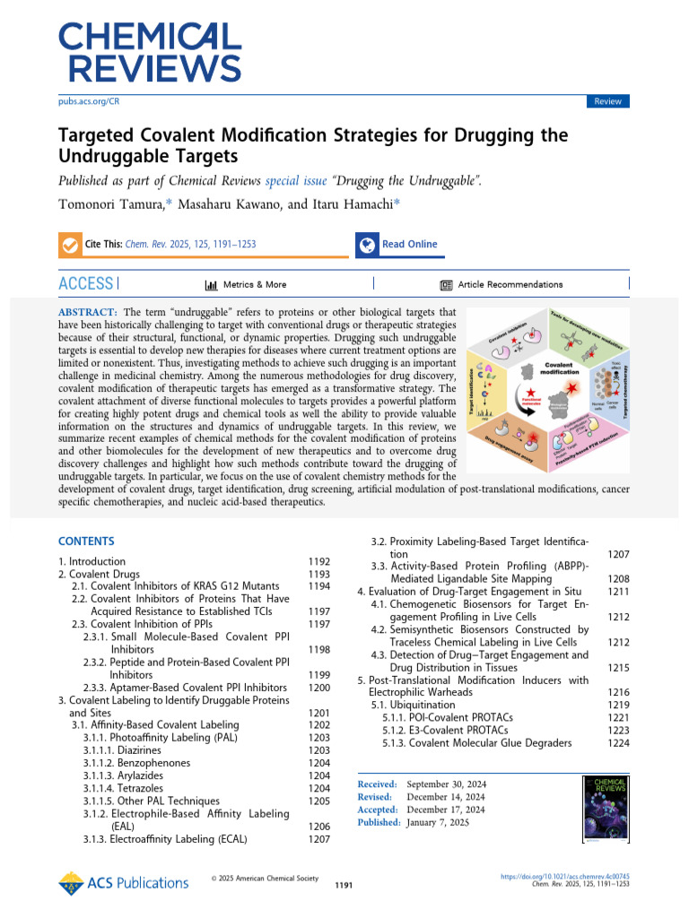 Tamura Et Al 2025 Targeted Covalent Modification Strategies For ...