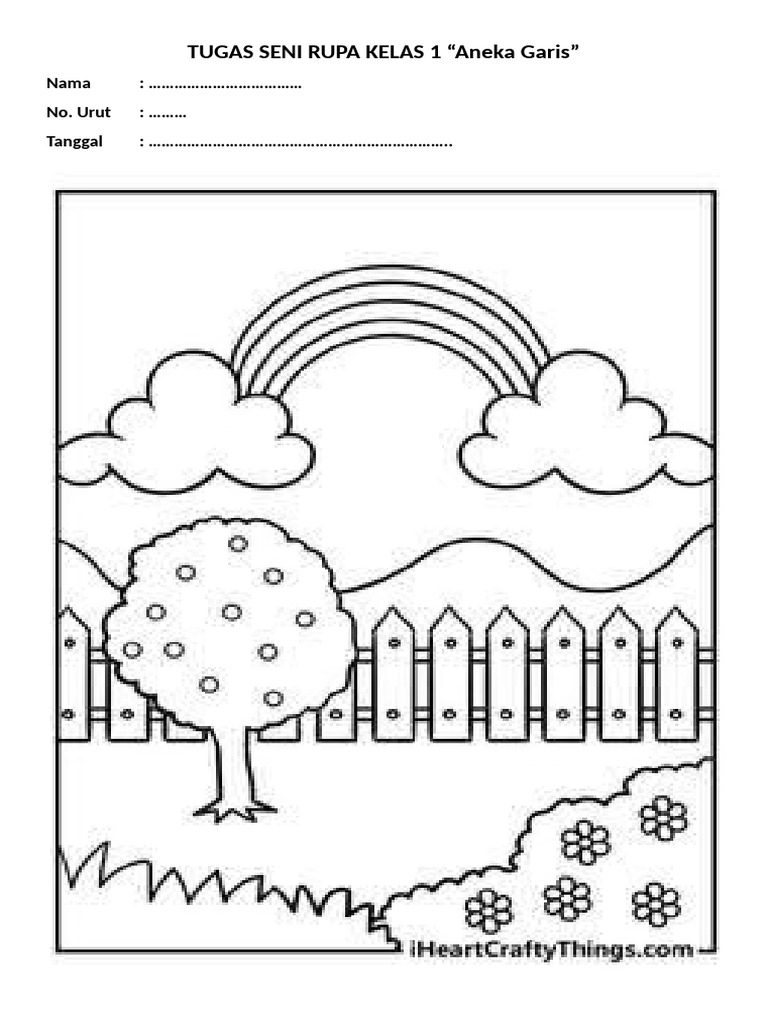 TUGAS SENI RUPA KELAS 1 Mewarnai Gambar Pohon ANEKA GARIS | PDF