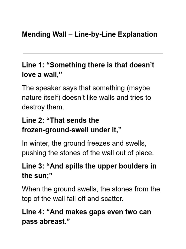 Mending wall | PDF | Poetry | Thought
