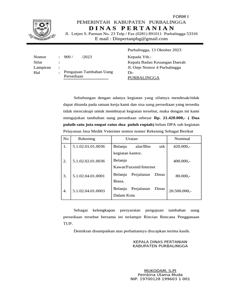 Form Pengajuan Tup | PDF