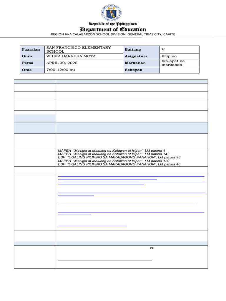 Q3 DLP Cot Filipino Paksa | PDF