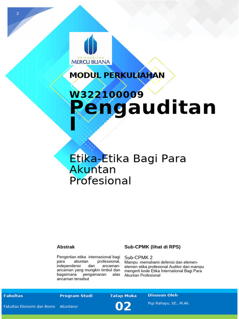 Modul Audit I - TM2 - Etika Profesional | PDF