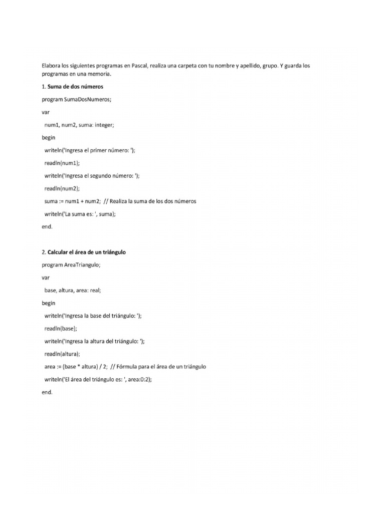 Programas en Pascal | PDF