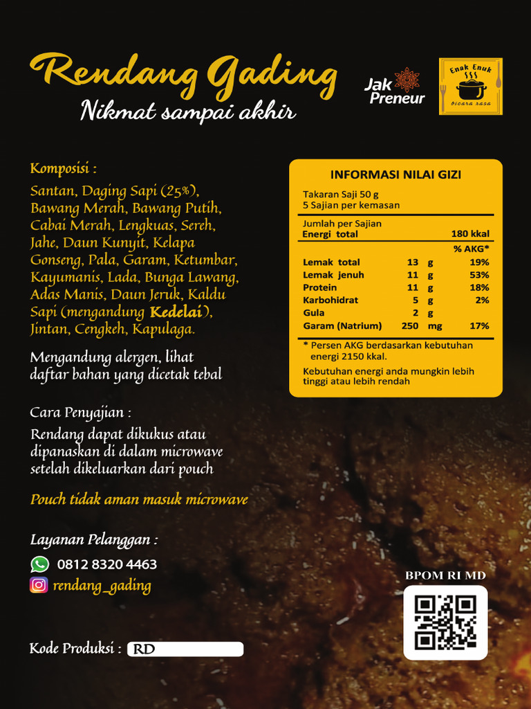Rendang Daging Sapi - Belakang 250gr - 16x24cm | PDF