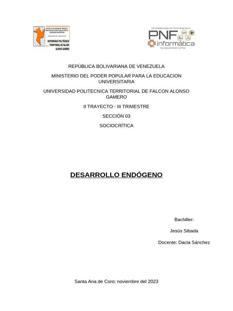 Resumen Del Desarrollo Endógeno | PDF