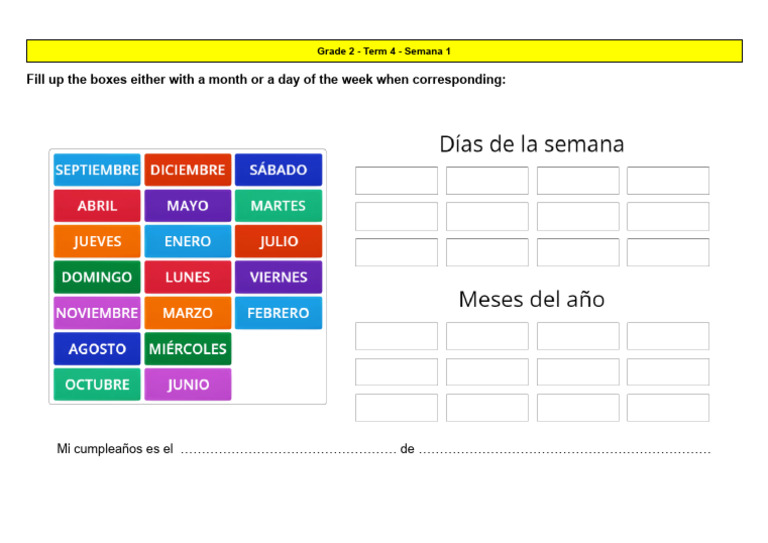 Term 4 - Semana 1 - Meses y Dias de La Semana | PDF