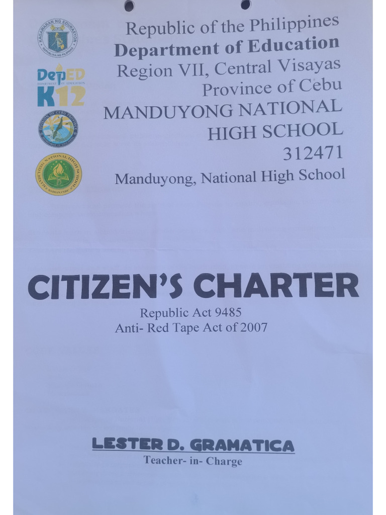 Citizen's Charter - Manduyong NHS | PDF