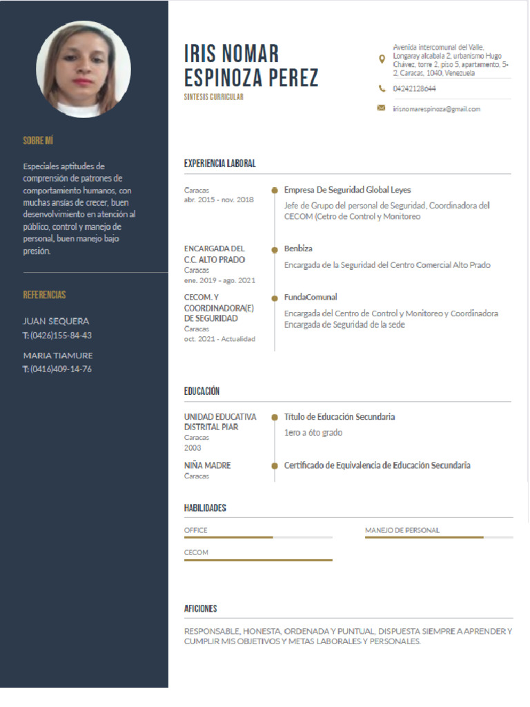 Currículum IRIS ESPINOZA | PDF