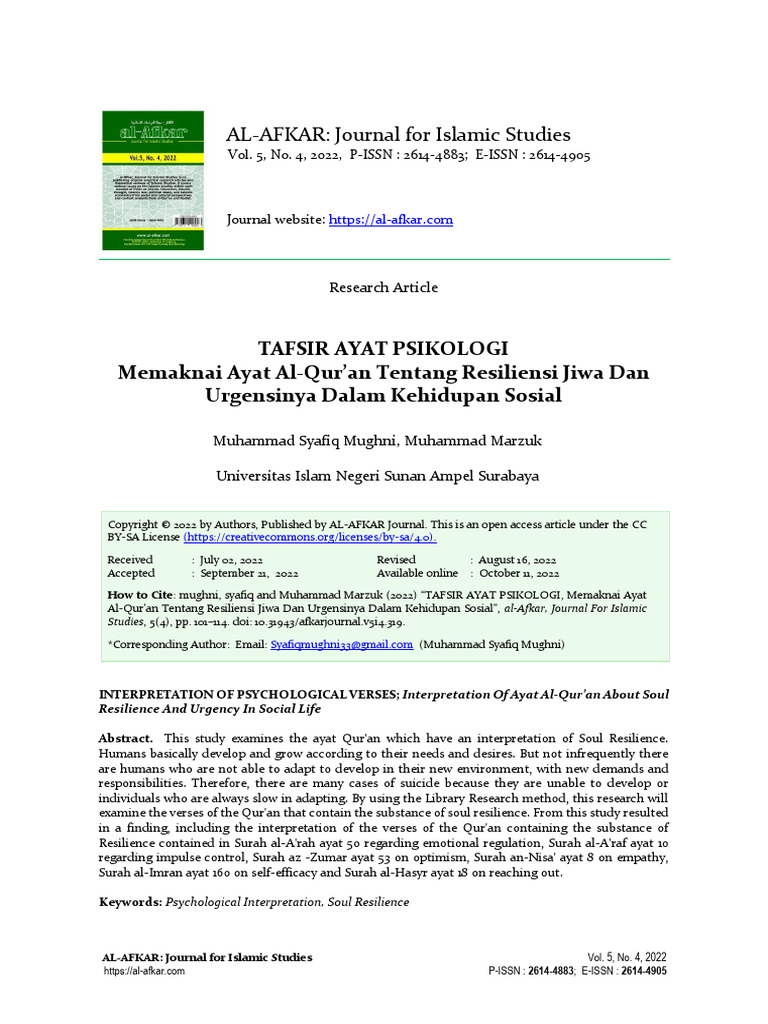 TAFSIR AYAT PSIKOLOGI Memaknai Ayat Al-Quran Tent | PDF
