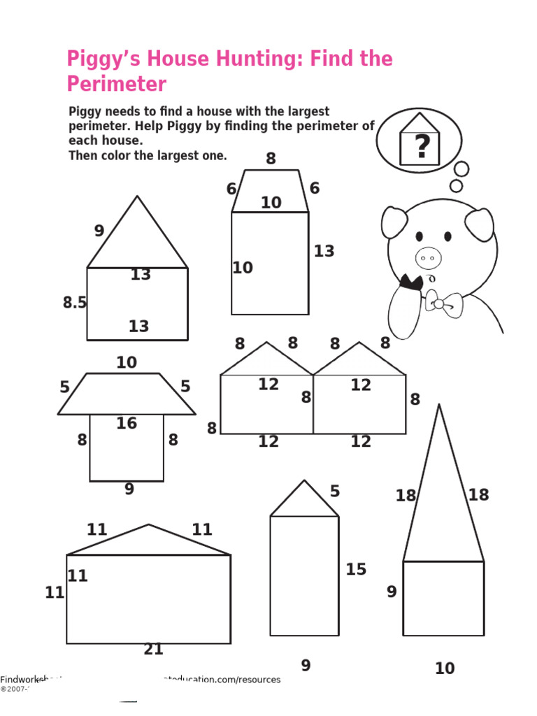Piggy's House Hunting: Perimeter Activity | PDF