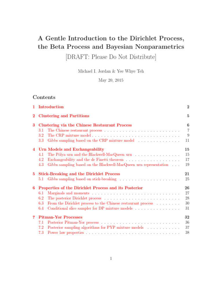 A Gentle Introduction To The Dirichlet Process | PDF | Bayesian Inference | Statistical Inference