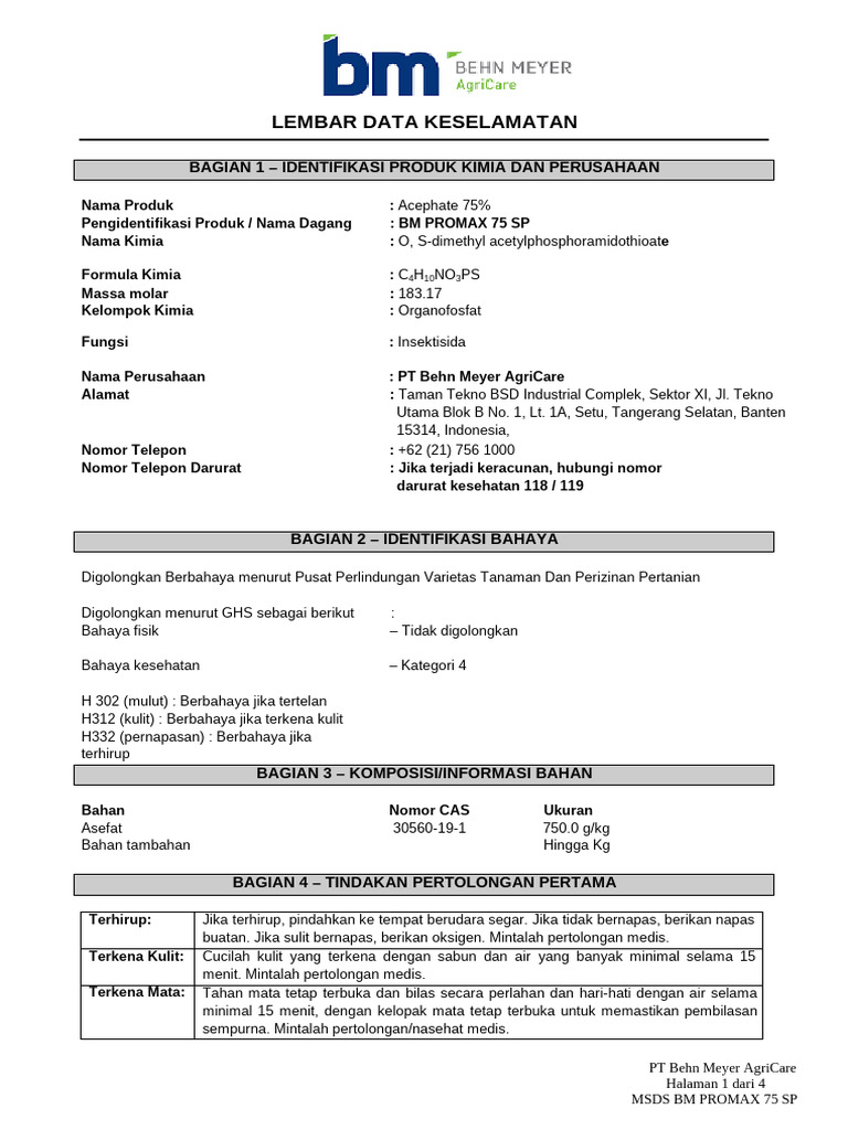 Msds - BM Promax 75 SP | PDF