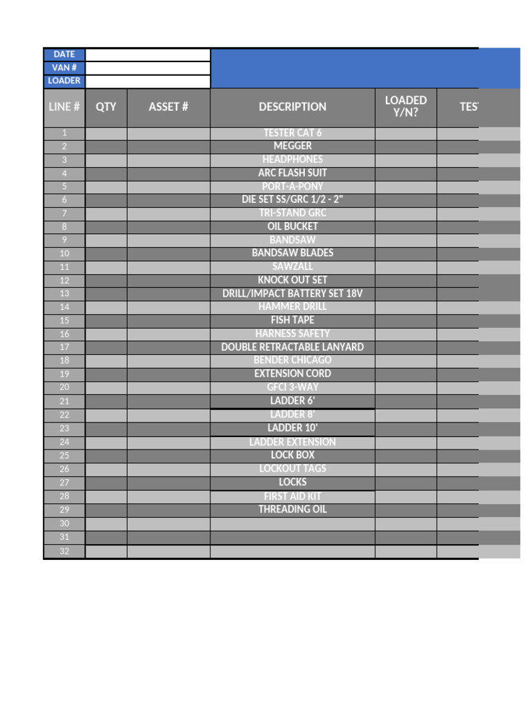 Service Van Inventory Checklist | PDF