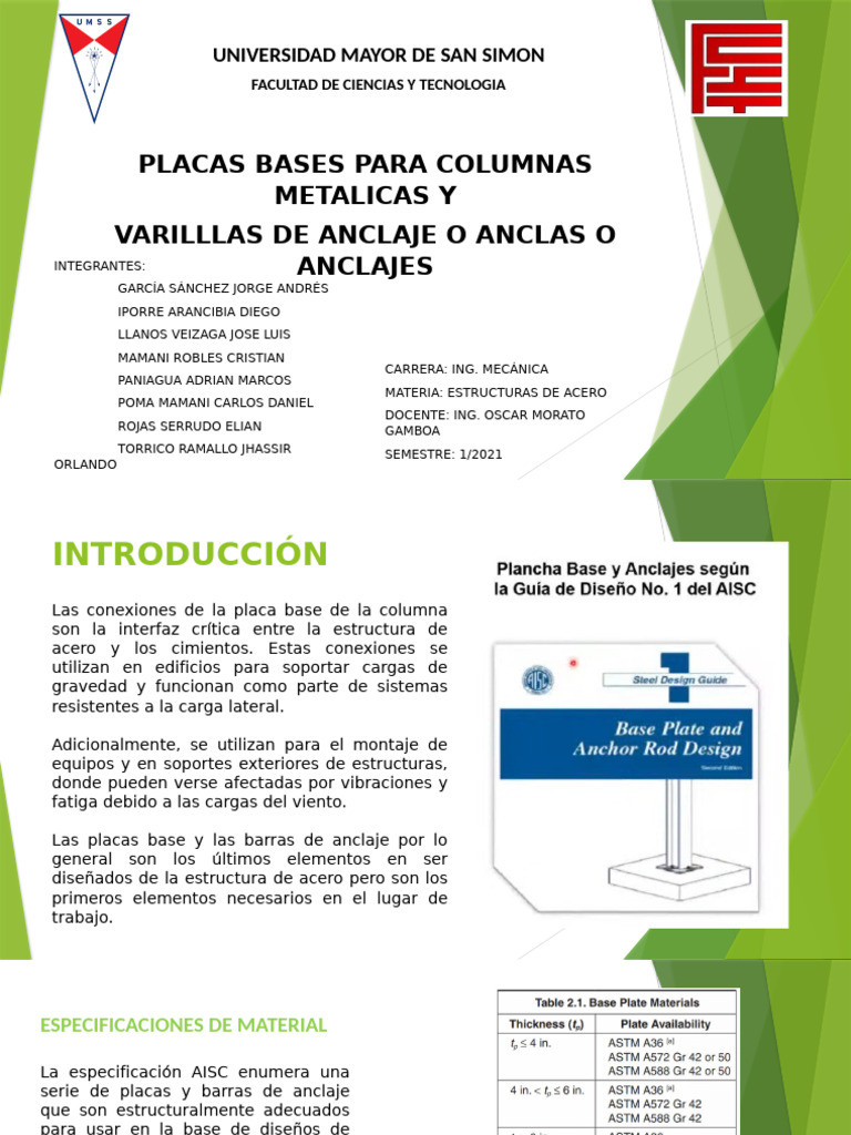 Diseño y Calculo de Placas de Anclaje y Anclajes | PDF | Tornillo | Hormigón
