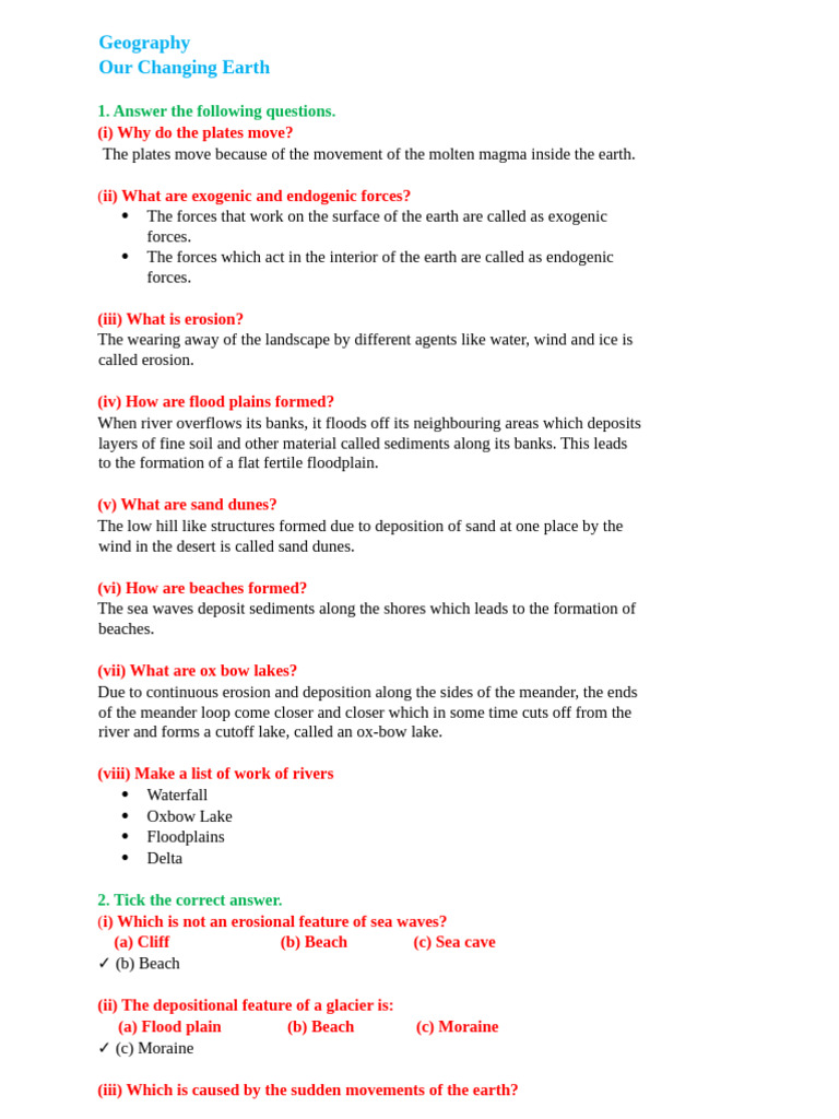 7th Our Changing Earth | PDF | Erosion | River