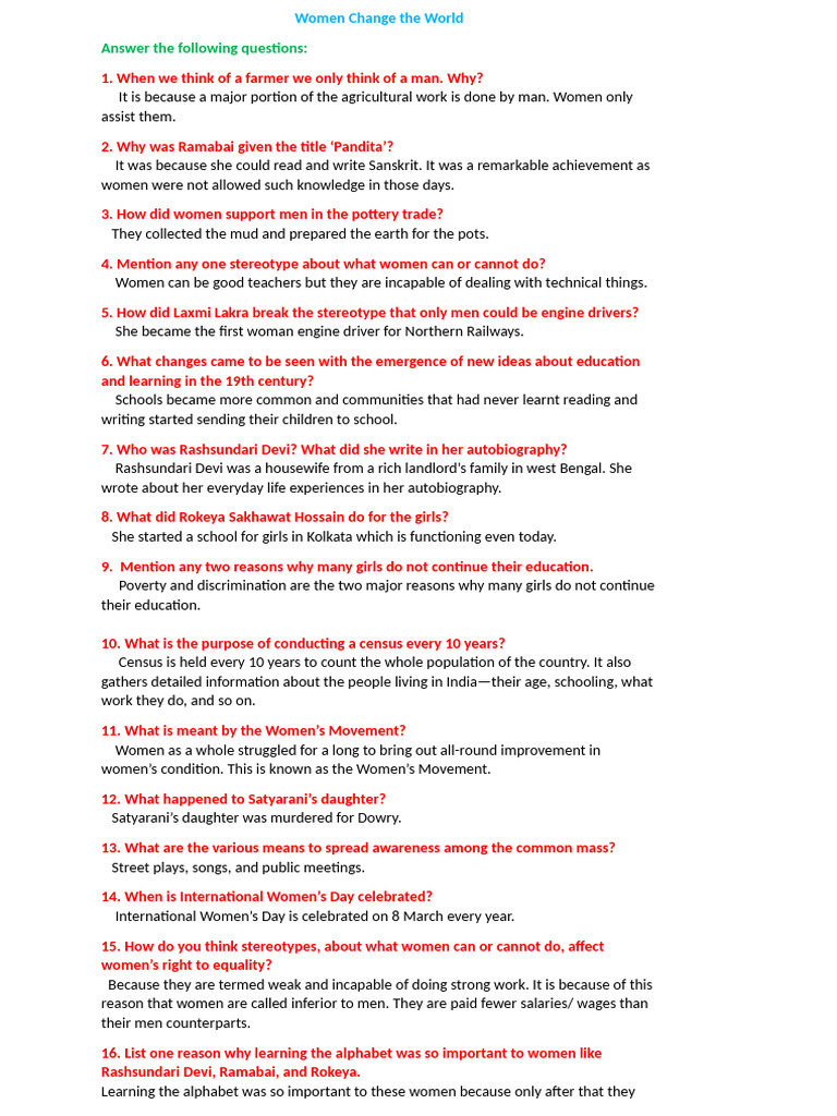 7th Women Change The World | PDF | Feminist Movement | Gender Inequality