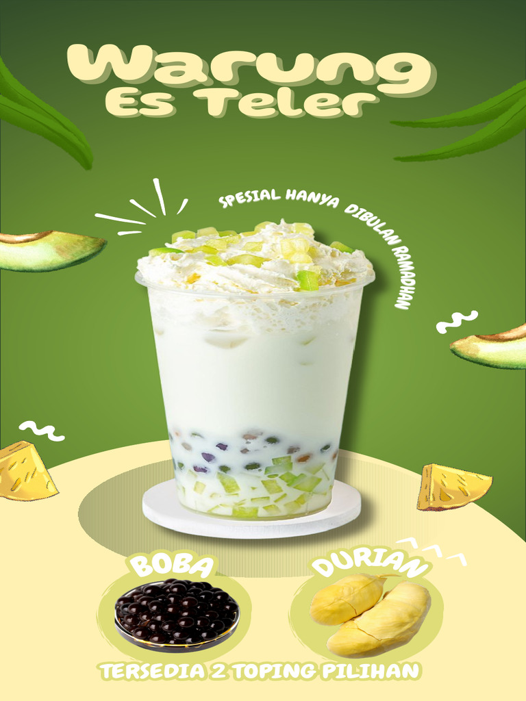 Banner Minuman Es Teler Ilustratif Hijau Dan Krem | PDF