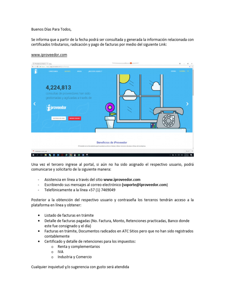 Instructivo Plataforma Iproveedor 2018 | PDF