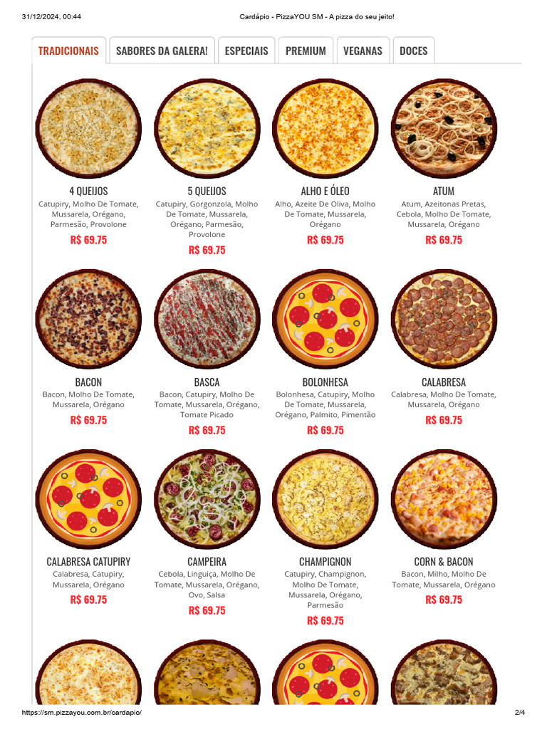 Cardápio da PizzaYOU Centro | PDF | Pizza | Orégano