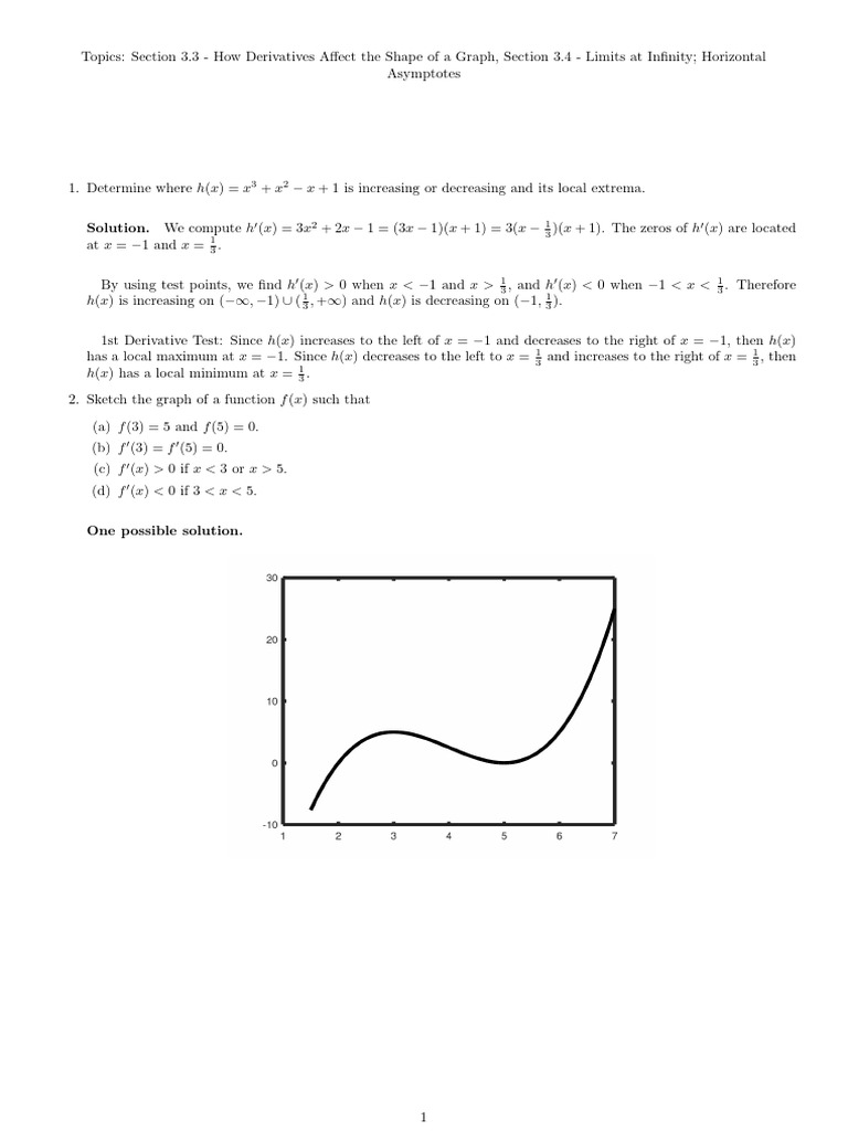 3.3 - How Derivatives Affect The Shape of A Graph With Solution | PDF ...