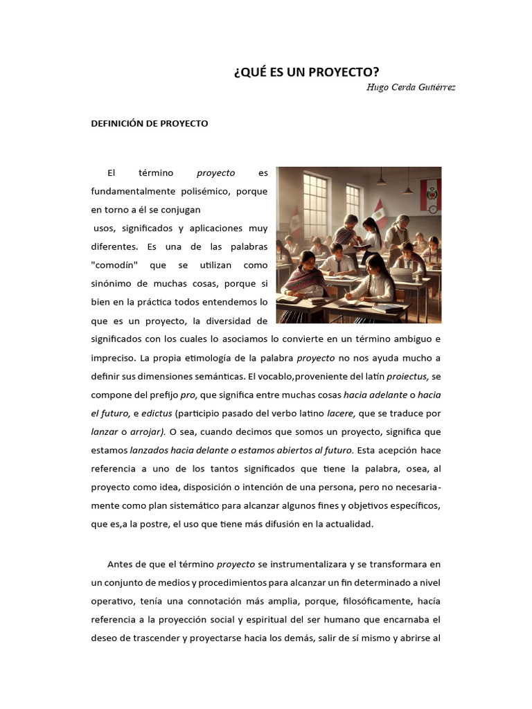 Hugo Cerda - Qué Es Un Proyecto | PDF | Palabra