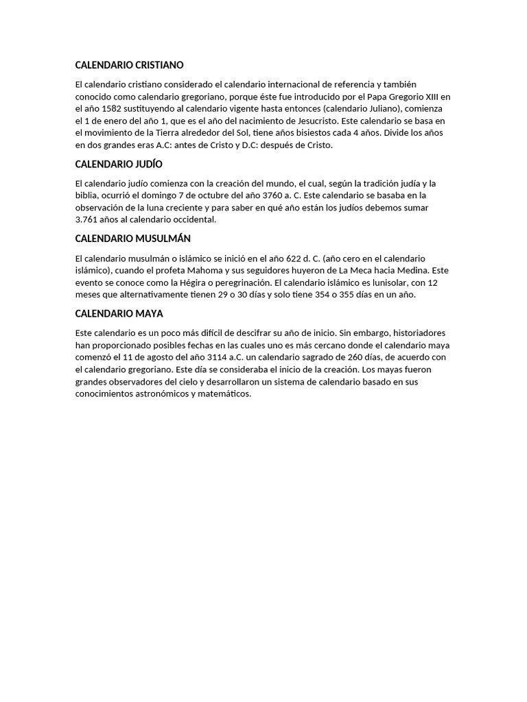 Orígenes y Estructura del Calendario Cristiano | PDF
