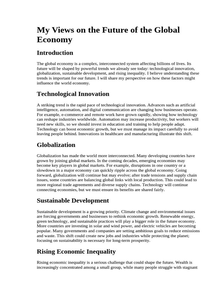 My Views On The Future of The Global Economy 234 | PDF | Cost Of Living ...