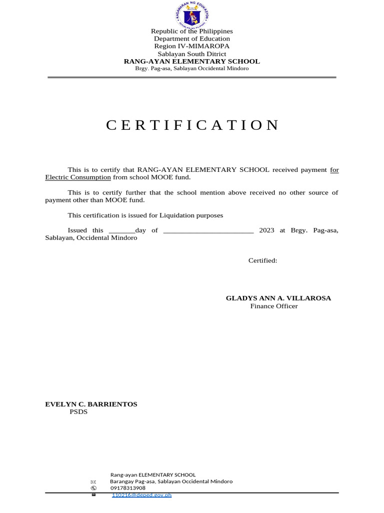 Certificate of Non-Payment for Schools | PDF
