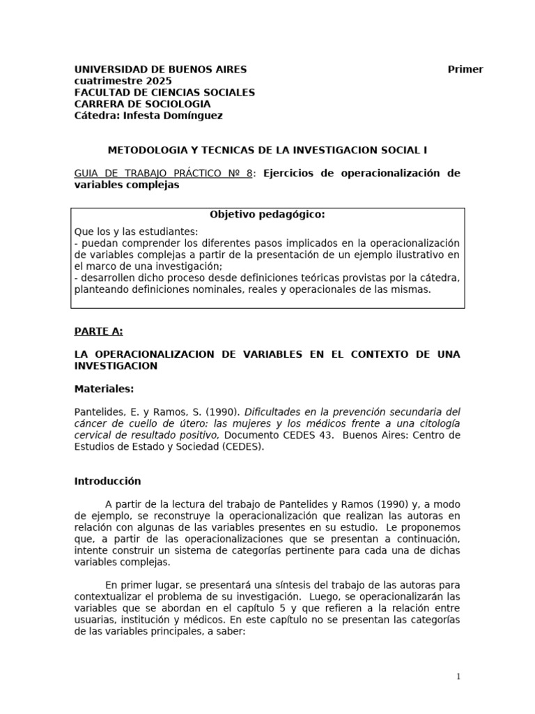 TP 8. Operacionalización Ejemplo y Ejercicio - 1C 2025 | PDF | Hospital | Mente