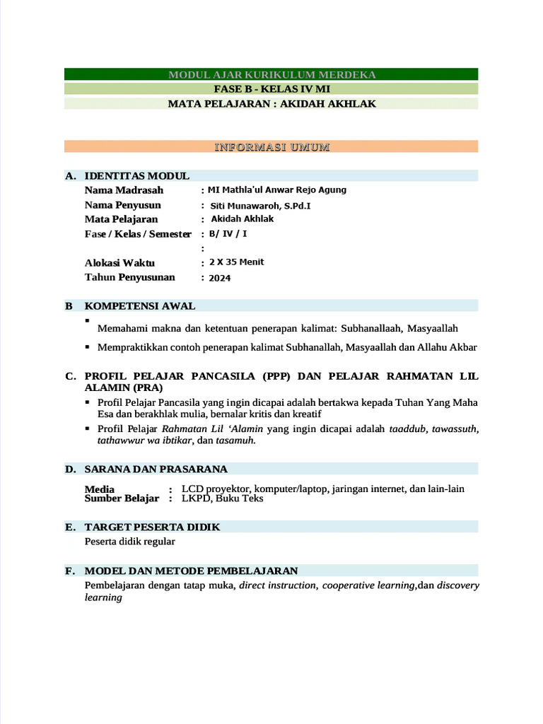 RPP Modul Ajar 2024.2 | PDF