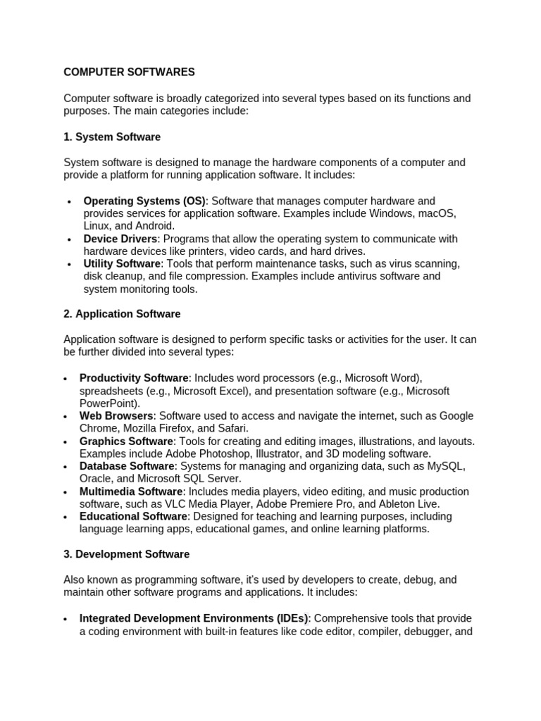 Types of Computer Software Explained | PDF | Application Software | Source Code