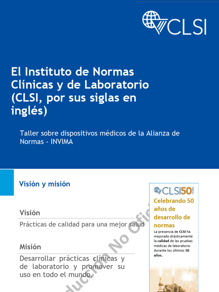 Normas CLSI: Guía y Recursos 2025 | PDF | Laboratorios | Organización ...