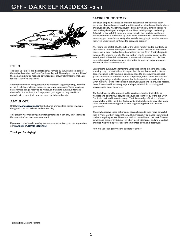 GFF - Dark Elf Raiders 3.4.1 | PDF | Elf (Dungeons & Dragons) | Elves