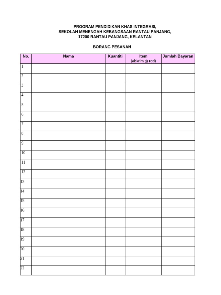 Borang Standing Order HEAVEN'S KITCHEN | PDF