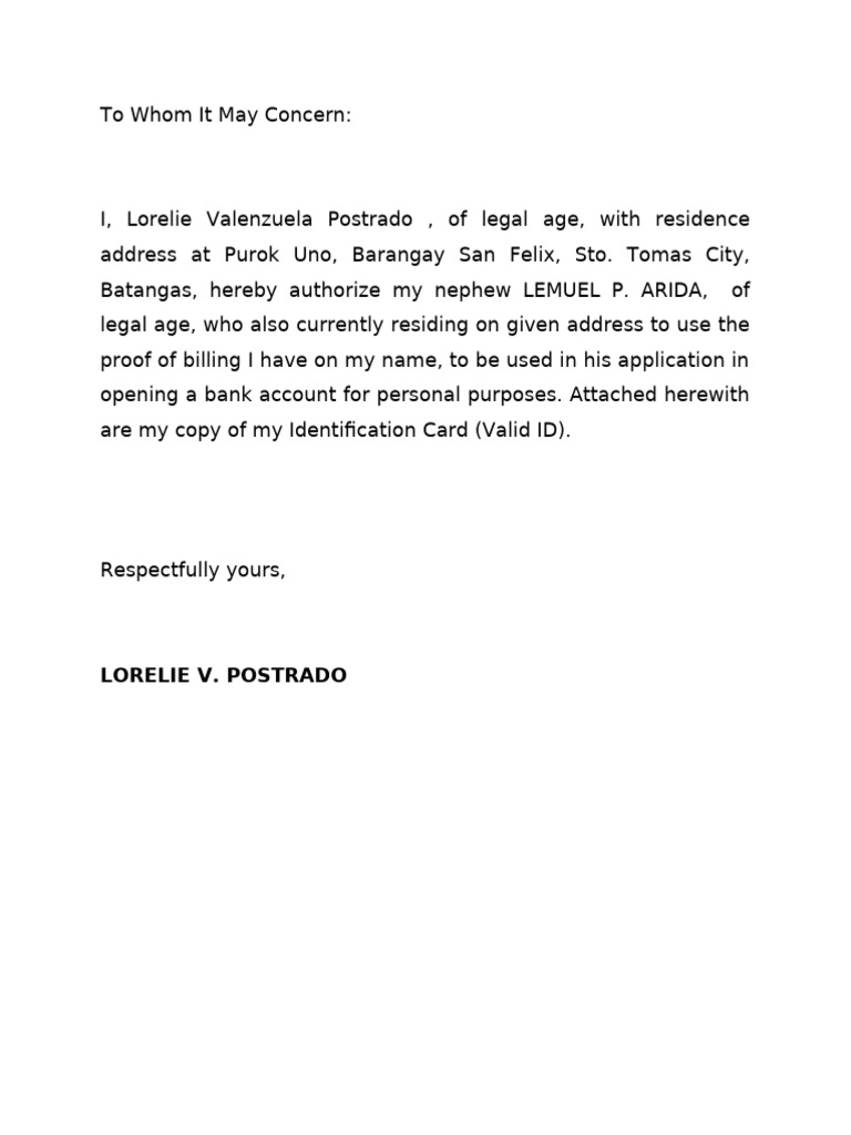 Authorization Letter Meralco | PDF