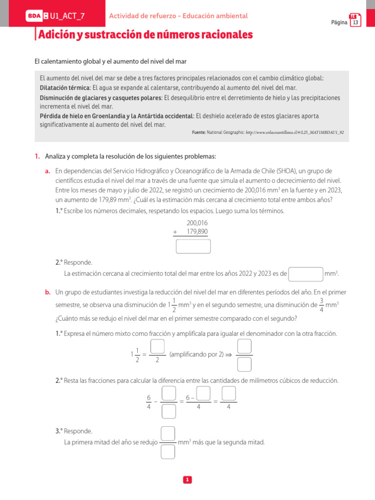 U1 Act 7 | PDF | Aumento del nivel del mar | Ciencias de la Tierra