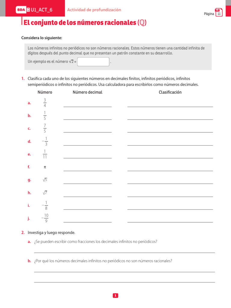 U1 Act 6 | PDF | Decimal | Número racional