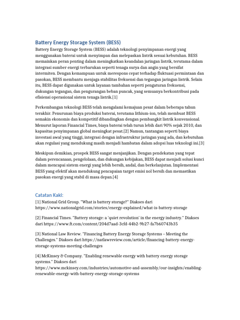BESS Dengan Sitasi | PDF
