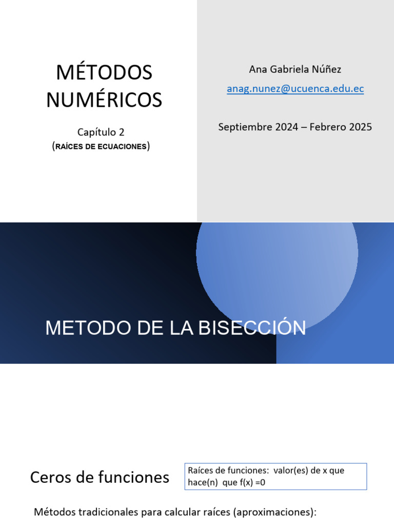 Capitulo2 Biseccion | PDF | Análisis numérico | Cero de una función